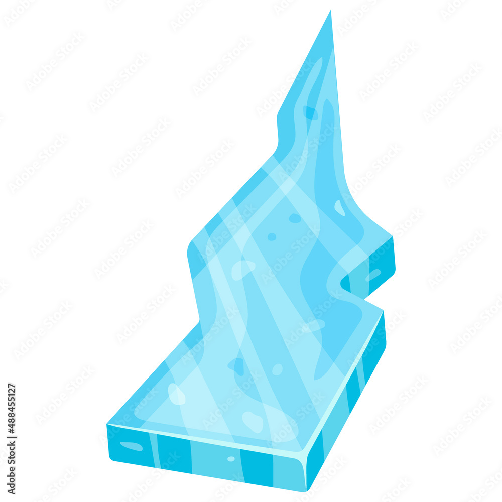 Broken piece of ice. Cold frozen block, arctic snowy object on white ...