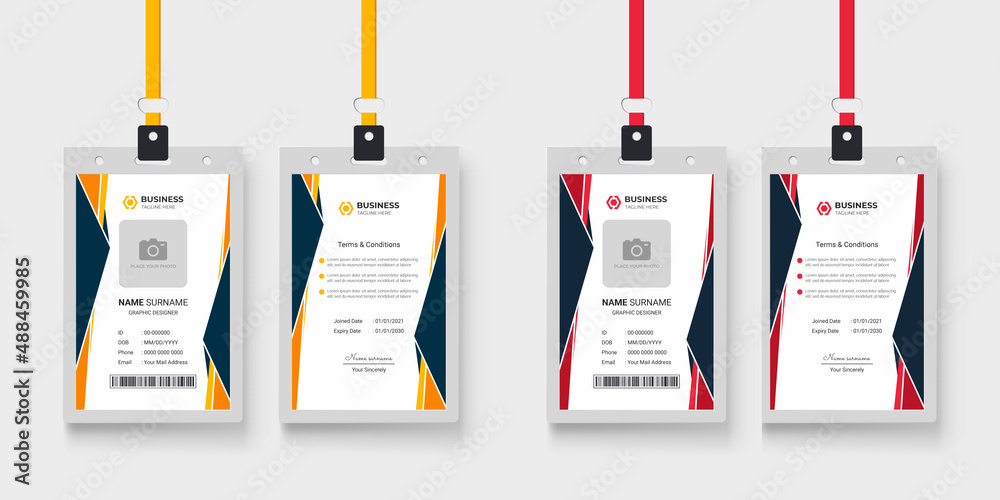 Creative and abstract layout id card design | Office employee id card ...