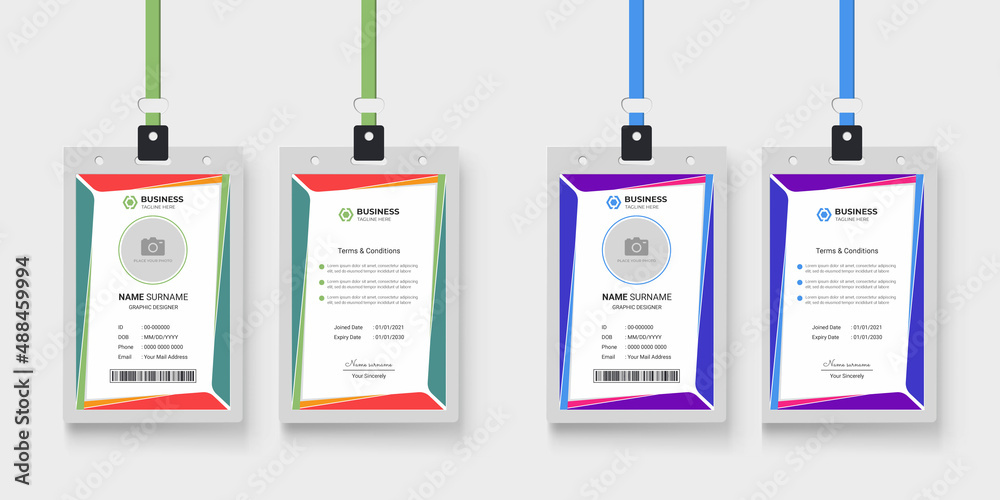 Elegant and colorful id card design | Multi color identity card design ...