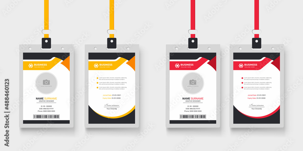 Clean and simple employee id card template with color variation Stock ...