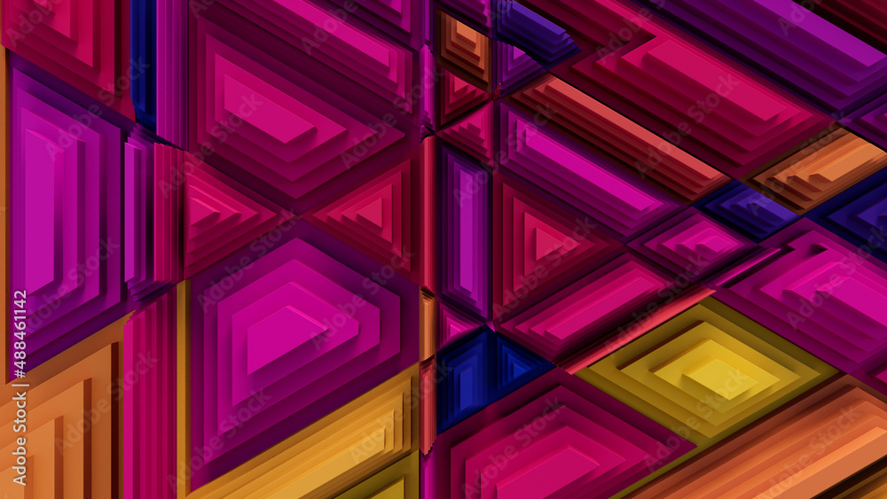 Multicolored Tech Background with a Geometric 3D Structure. Vibrant ...