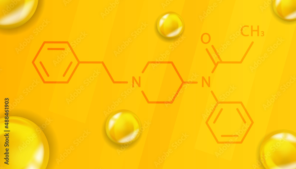Fentanyl chemical formula. Fentanyl 3D Realistic chemical molecular ...
