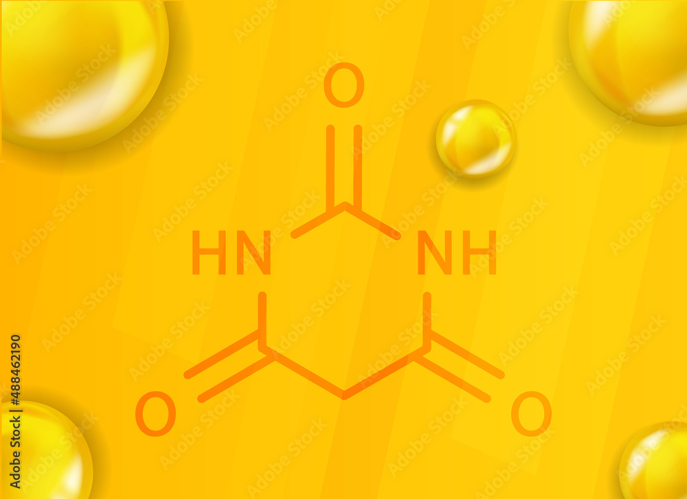 Barbituric acid chemical formula. Barbituric acid 3D Realistic chemical ...