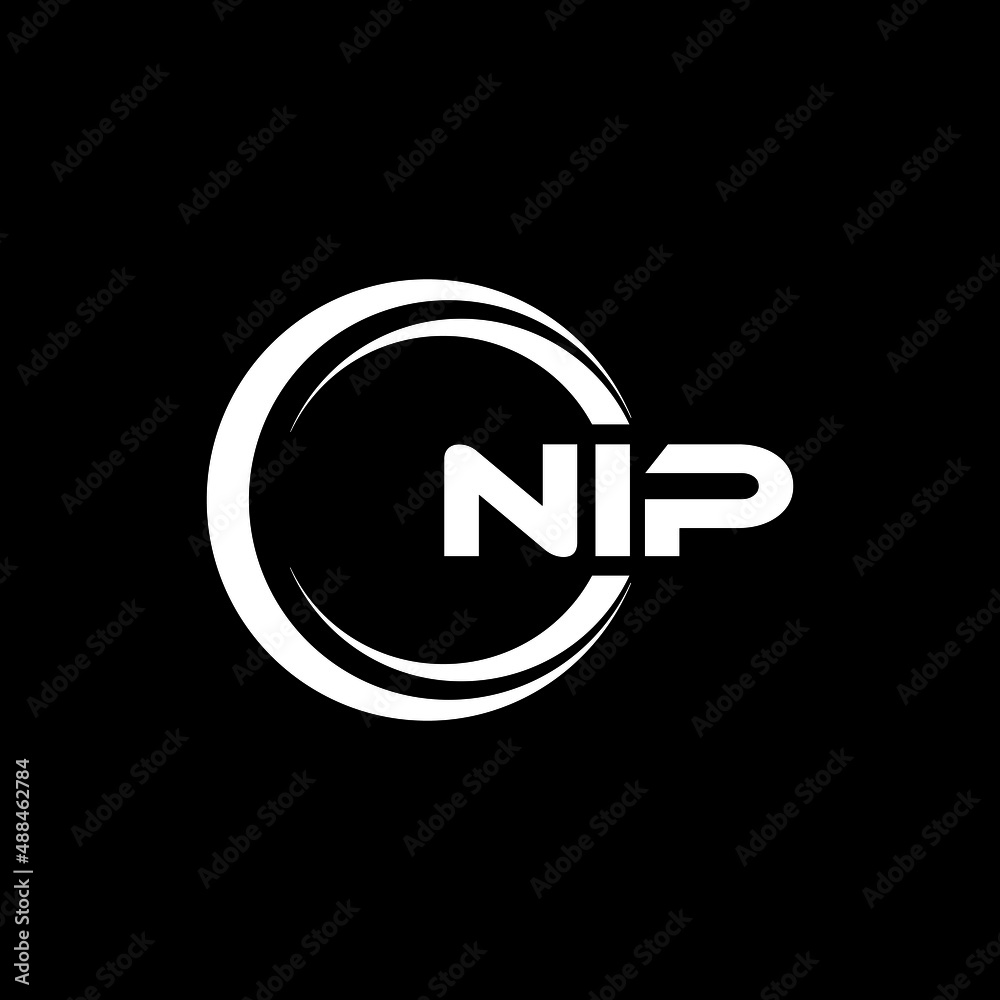NIP letter logo design with black background in illustrator, vector ...