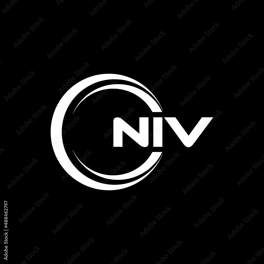 NIV letter logo design with black background in illustrator, vector ...