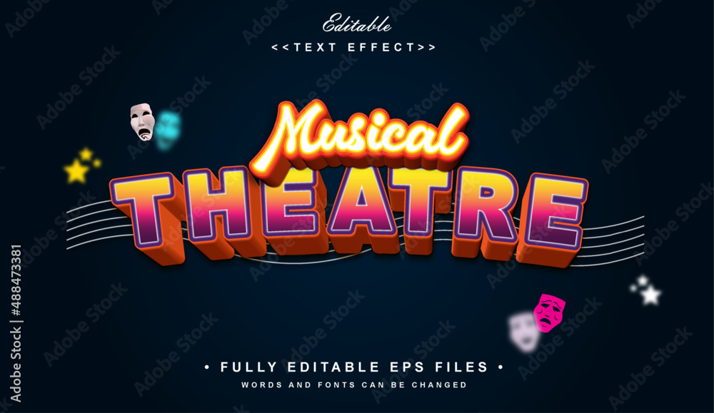 editable 3D musical theatre text effect.perfect for art and theatre ...