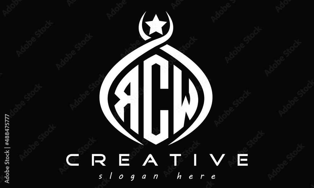 RCM three letters monogram curved initial logo design, geometric oval ...