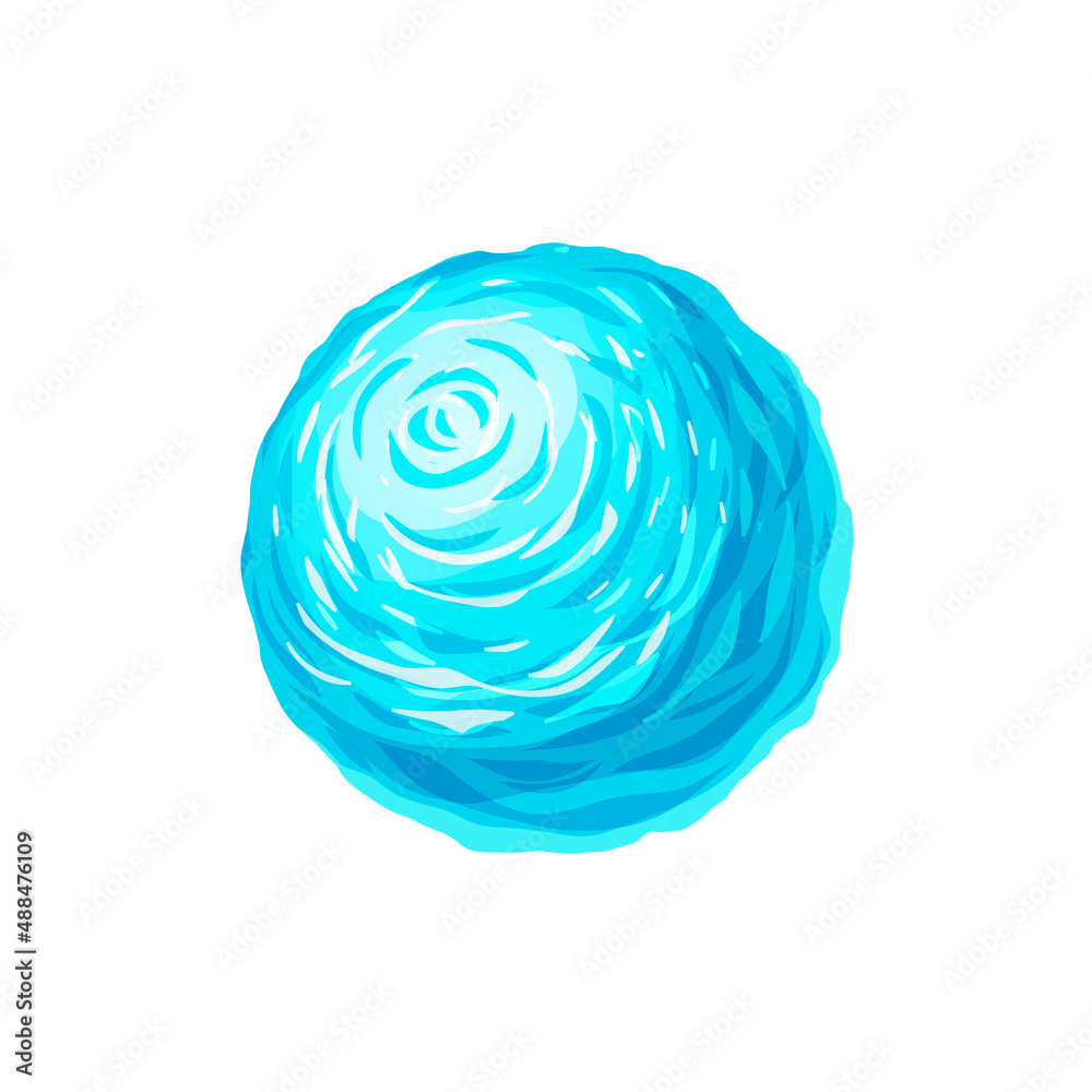 Blue planet of water drops or ice crystals isolated flat cartoon icon ...