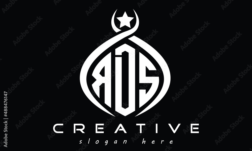 RDS three letters monogram curved initial logo design, geometric oval ...