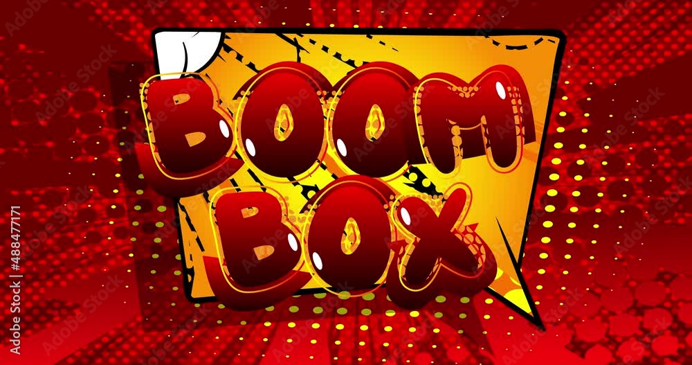 Boom box. Motion poster. 4k animated Comic book word text moving on ...