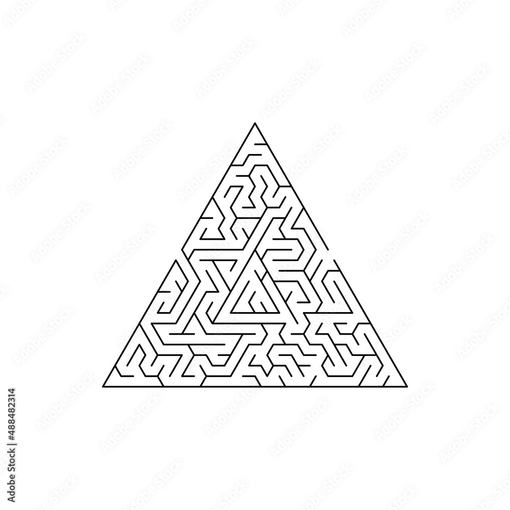 Tangled paths labyrinth maze game isolated triangle with confused ways ...