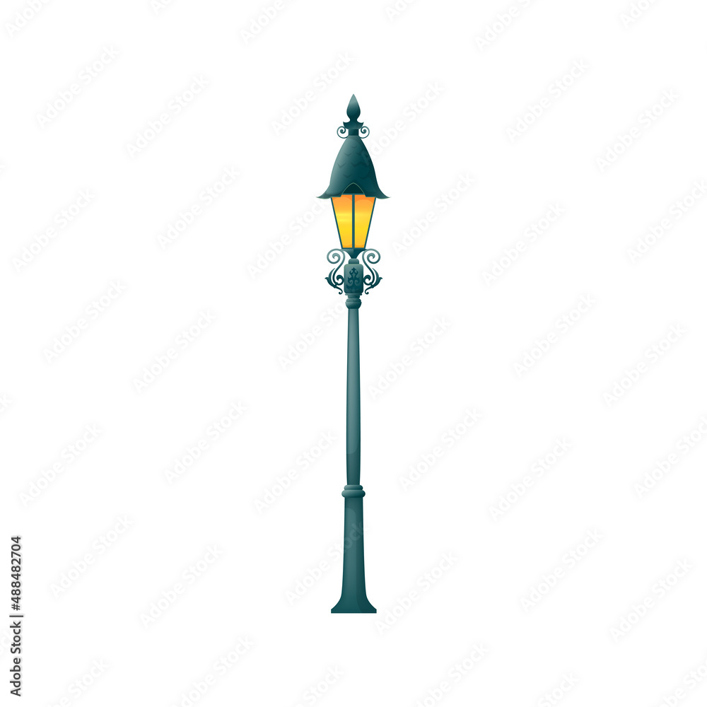 Street light pillar lamppost isolated streetlight object. Vector ...