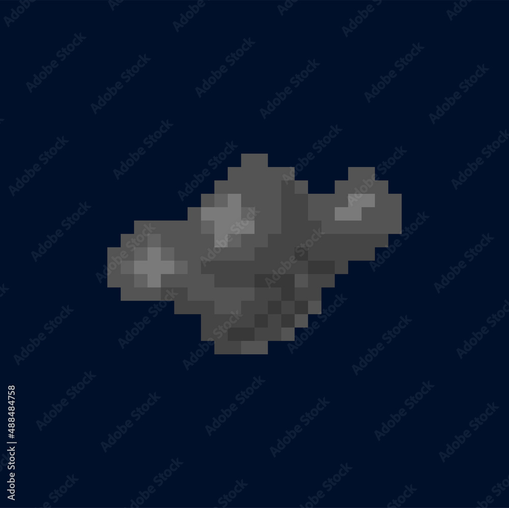 Pixel game asteroid celestial body meteor or meteoroid isolated pixel ...
