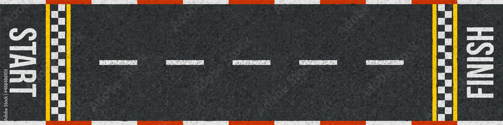 Top view of race car track with start and finish line. Vector cartoon ...
