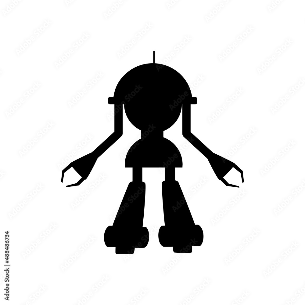 Automation machine loader isolate robot with grabs futuristic character ...