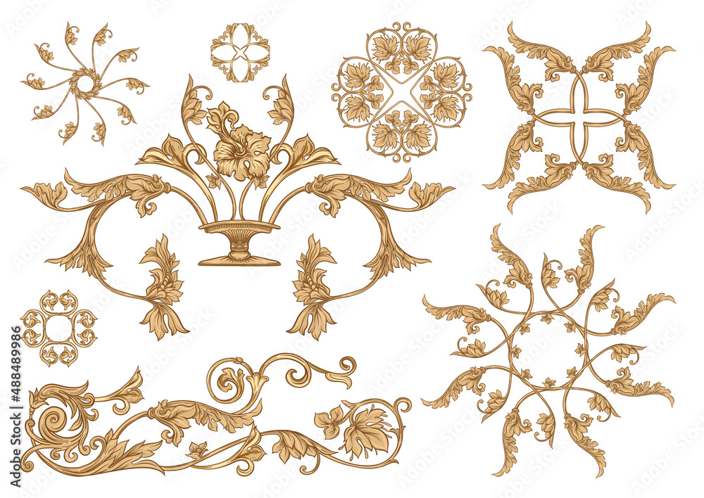Classical luxury old fashioned royal baroque, historical ornament with ...