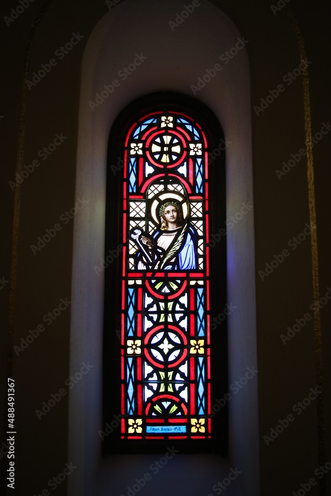 stained glass window in church Stock Photo | Adobe Stock