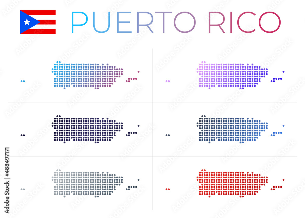 Puerto Rico dotted map set. Map of Puerto Rico in dotted style. Borders ...