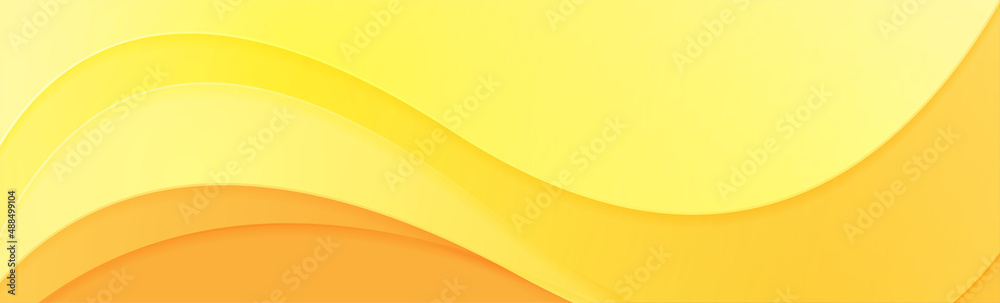 Bright yellow elegant minimal waves abstract background. Vector banner ...