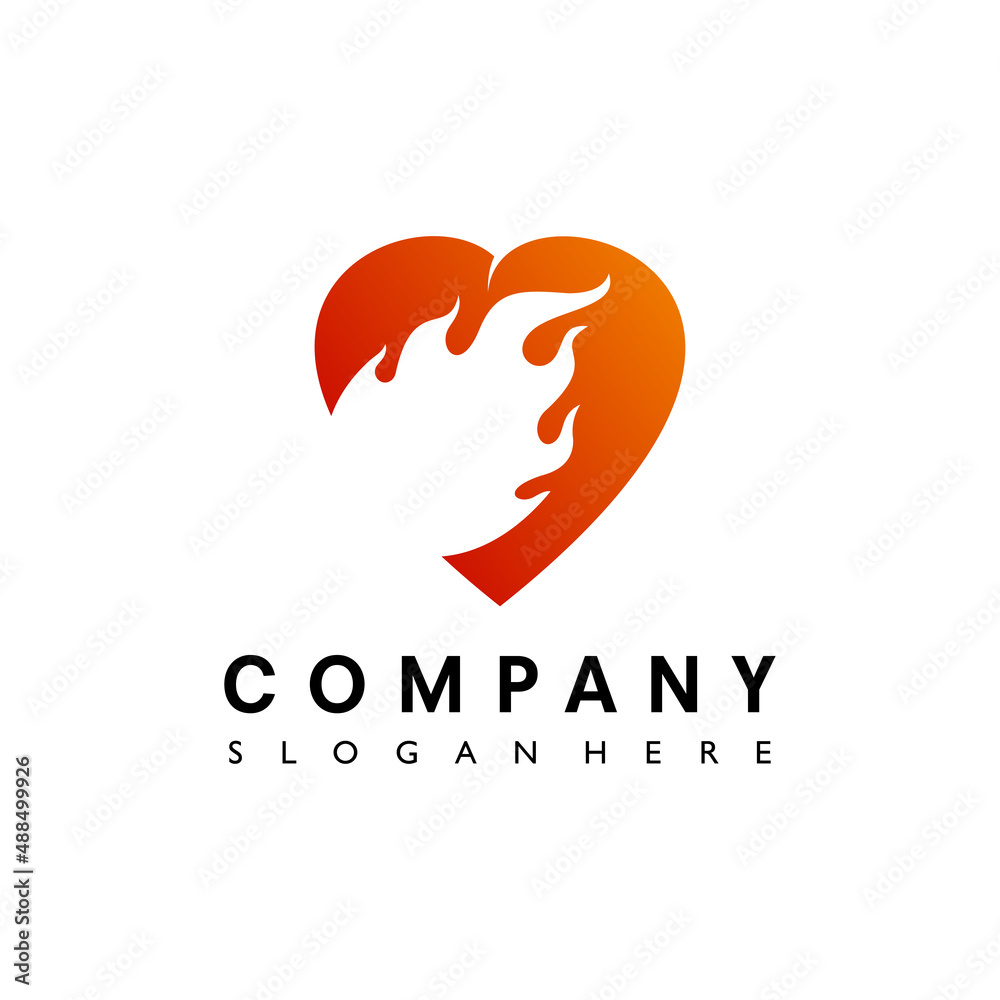 Fire love Icon Element. Flame Logo Design Template Illustration Vector ...