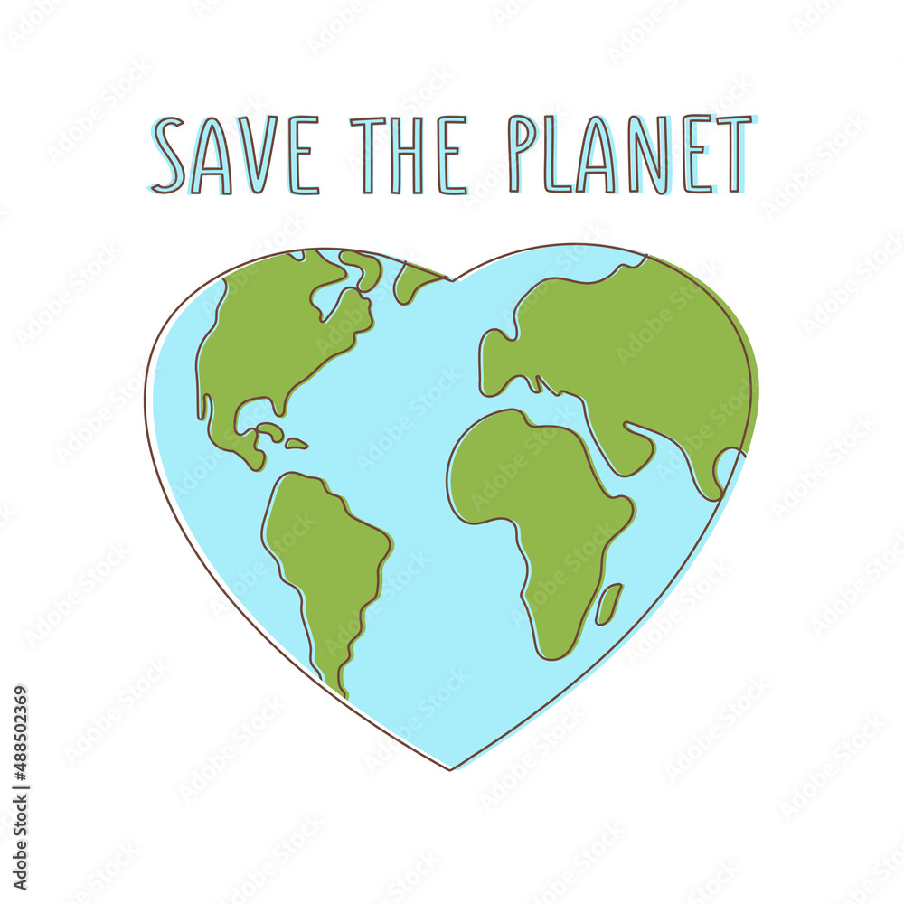 Heart-shaped planet - ecology concept Stock Vector | Adobe Stock