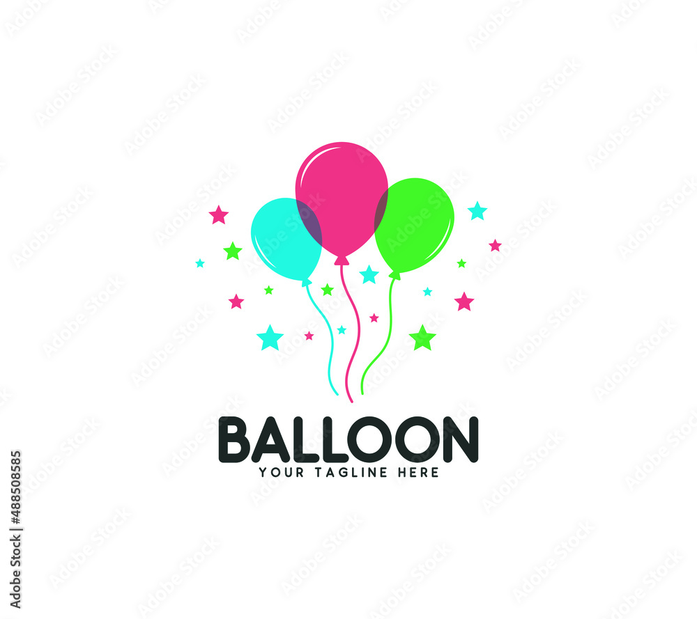 Birthday or party air balloons logo vector image with colorful version ...