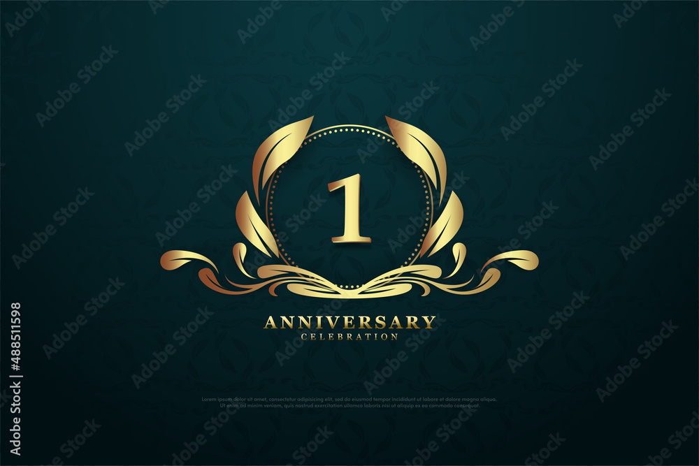 1st anniversary background with number illustration.. Stock Vector ...