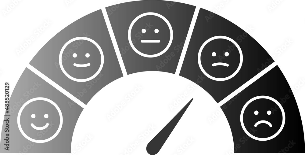 Customer satisfaction meter with three emoticons icon vector for ...