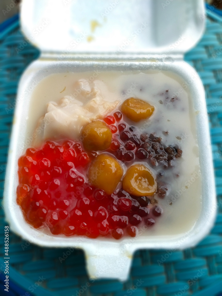 porridge with black sticky rice stuffing and stuffing made from chewy ...
