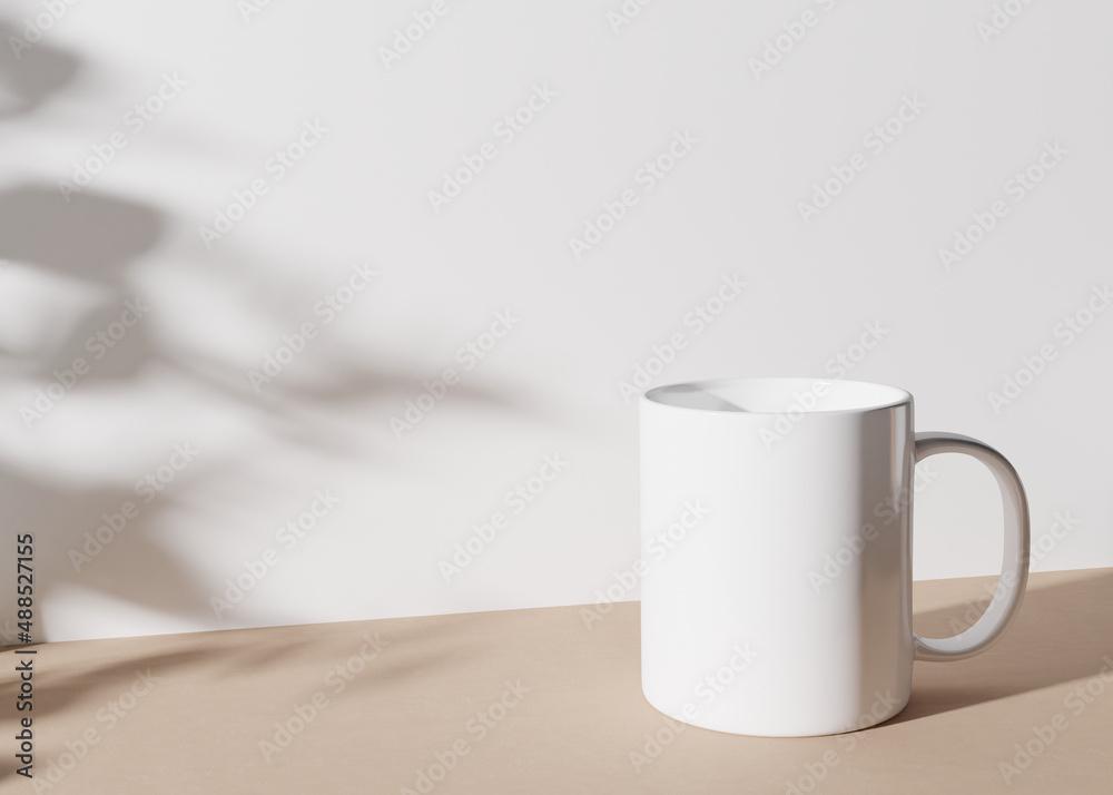 White mug mock up. Blank template for your design, advertising, logo ...