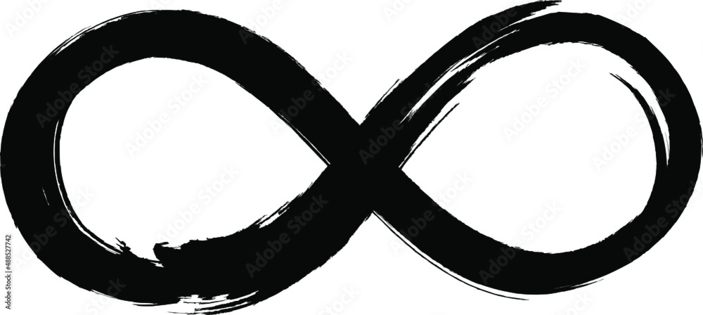 Grunge infinity symbol. Hand painted with black paint. Grunge brush ...