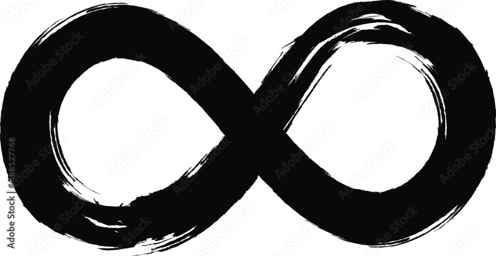 Grunge infinity symbol. Hand painted with black paint. Grunge brush ...