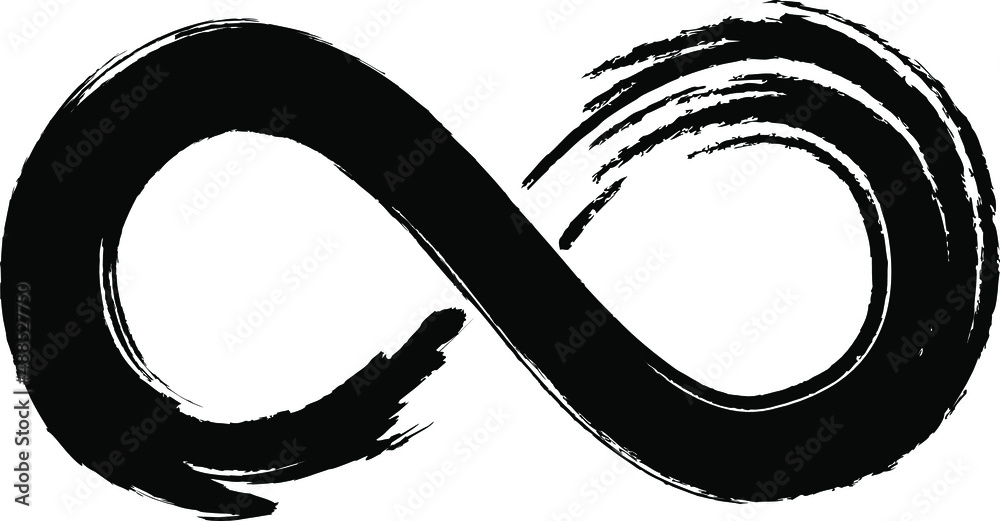 Grunge infinity symbol. Hand painted with black paint. Grunge brush ...