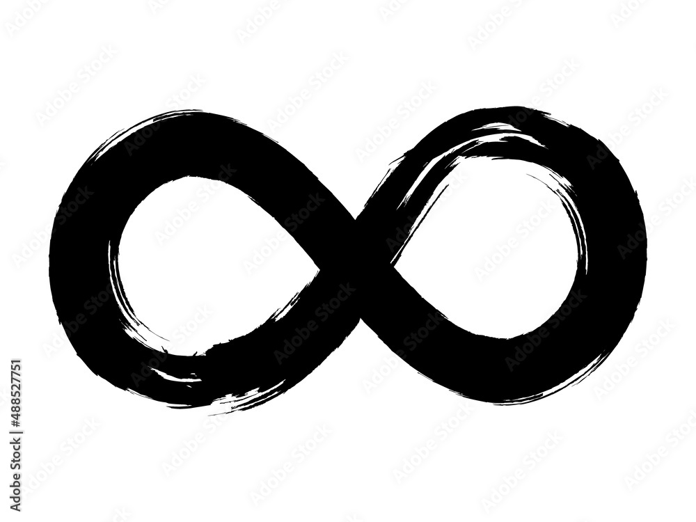 Grunge infinity symbol. Hand painted with black paint. Grunge brush ...