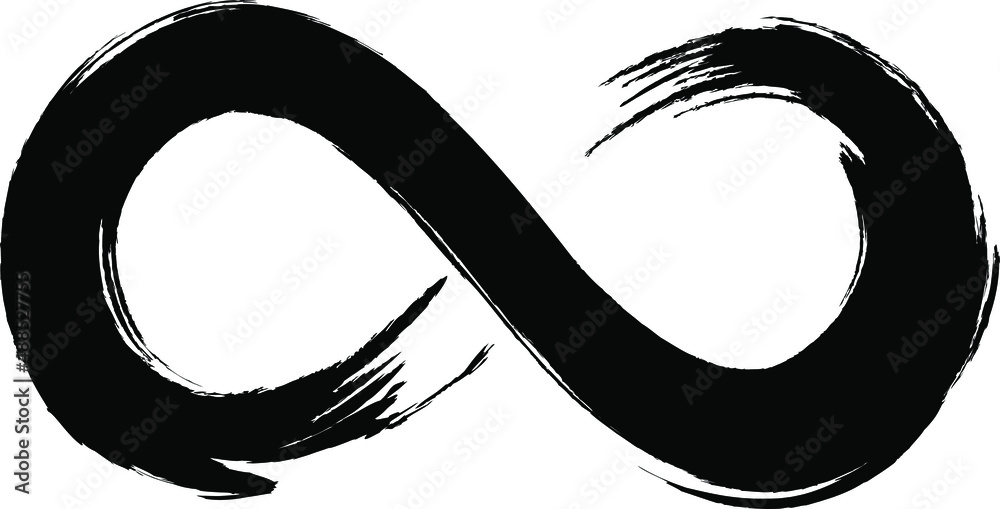 Grunge infinity symbol. Hand painted with black paint. Grunge brush ...