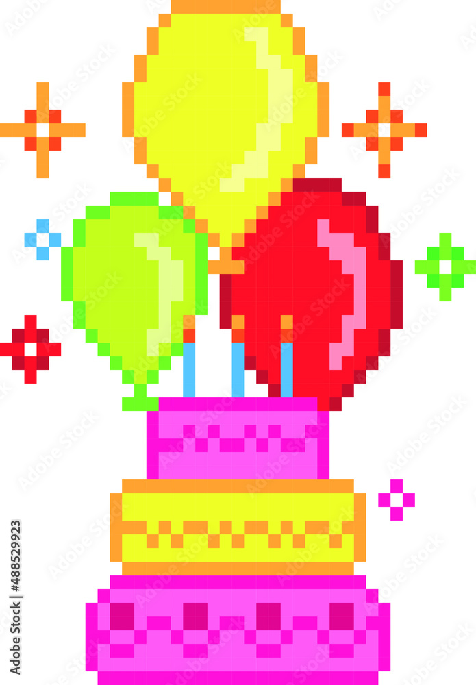 Birthday cake pixel art vector illustration. happy birthday image ...