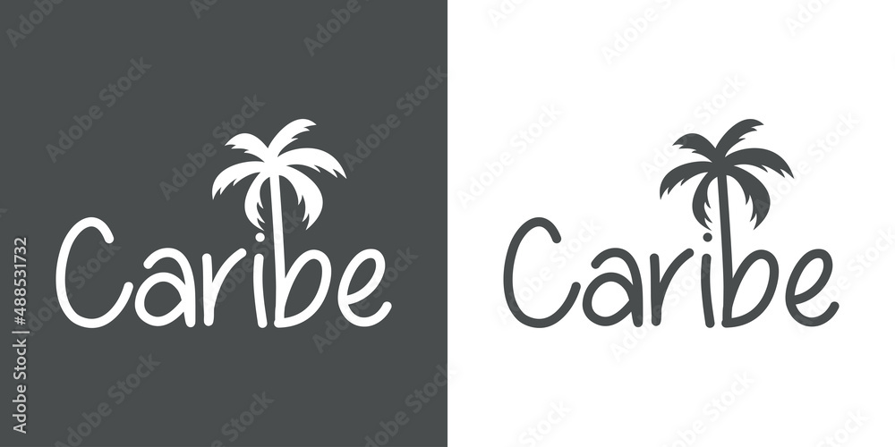 Caribe beach. Banner con texto Caribe con letra con forma de silueta de ...