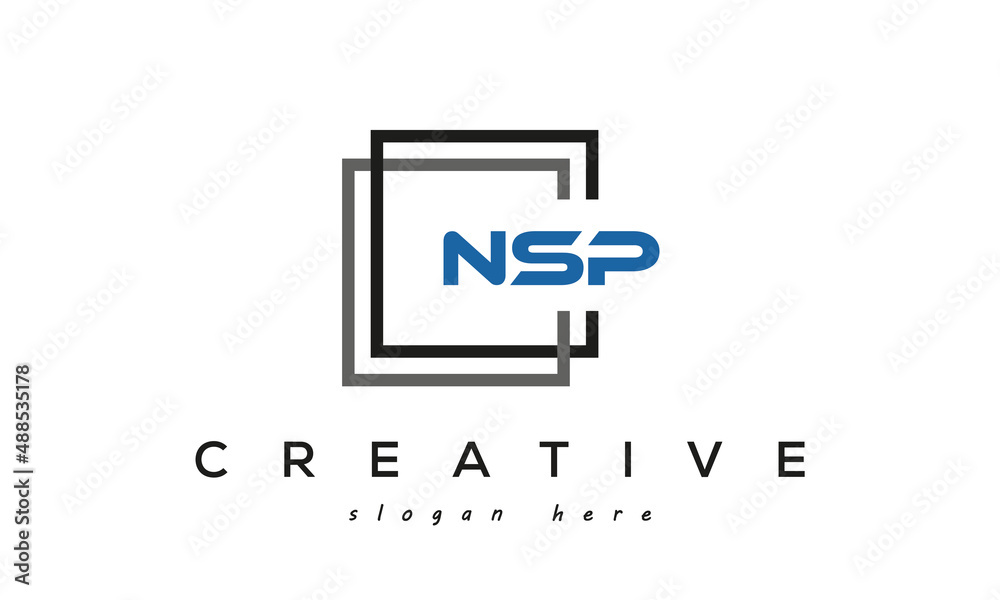 NSP creative square frame three letters logo Stock Vector | Adobe Stock