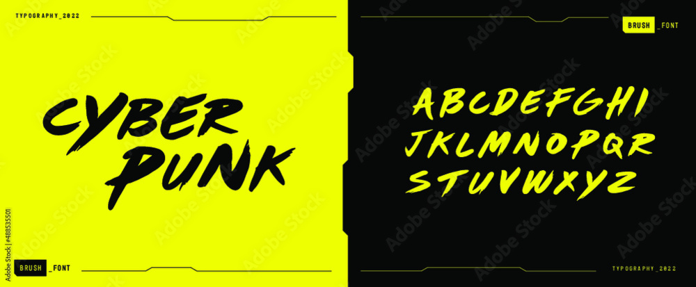 CyberPunk. A Bold Sci-fi Uppercase Brush Font. Display Letter Set ...