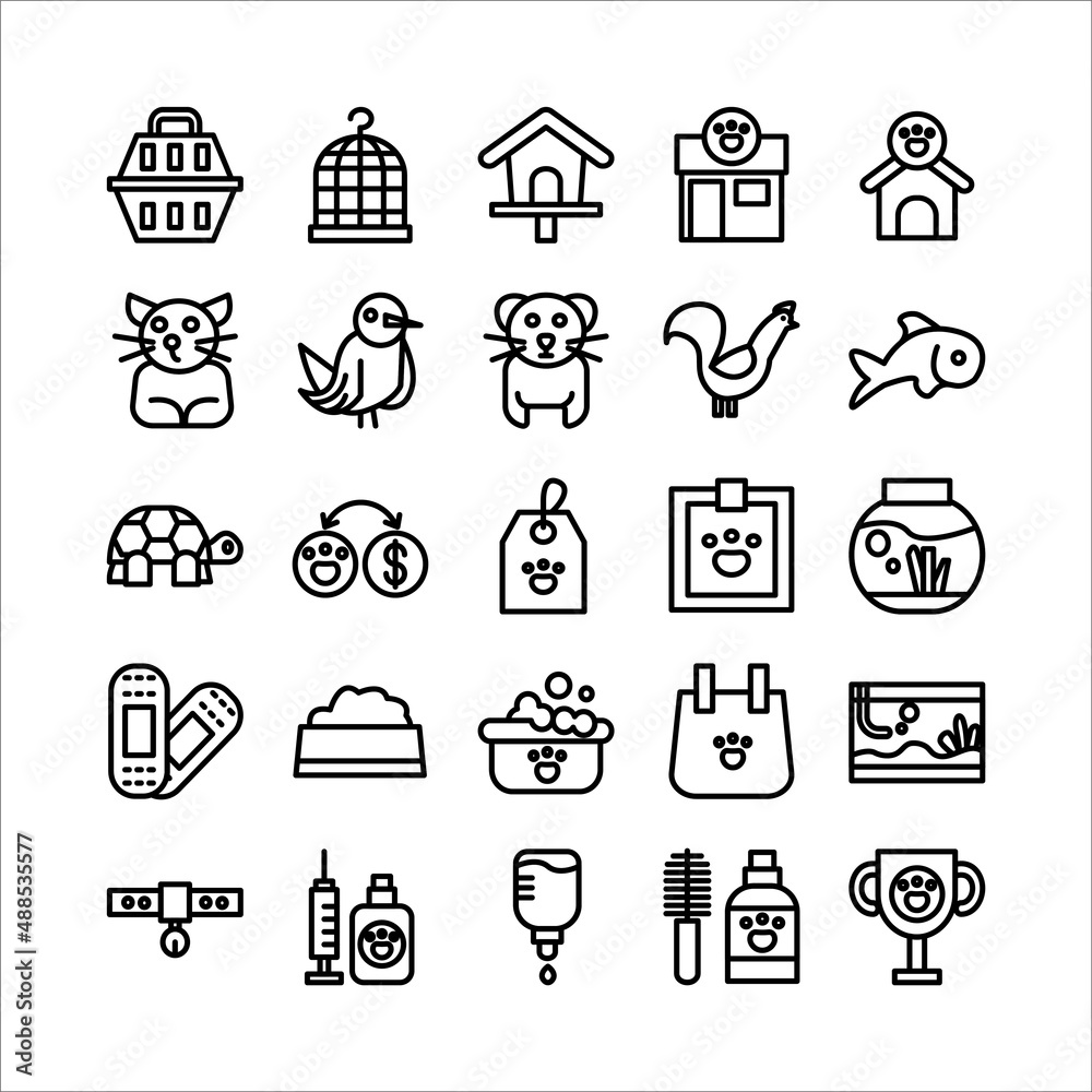 Pet Shop icon set vector line for website, mobile app, presentation ...