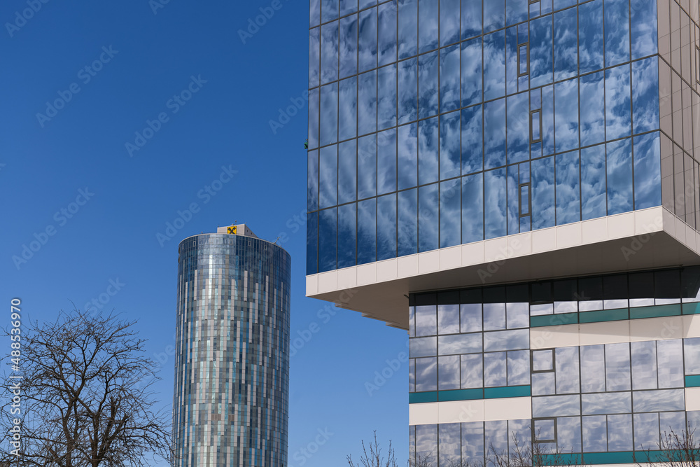 Headquarter office building Sky Tower for Raiffeisen Bank company ...