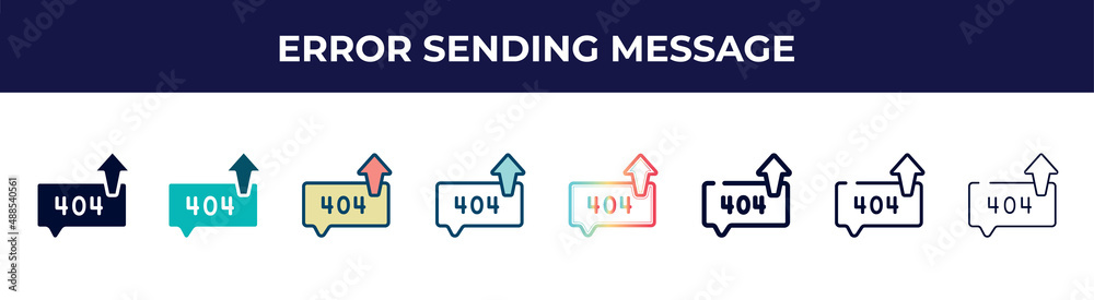 error sending message icon in 8 styles. line, filled, glyph, thin ...