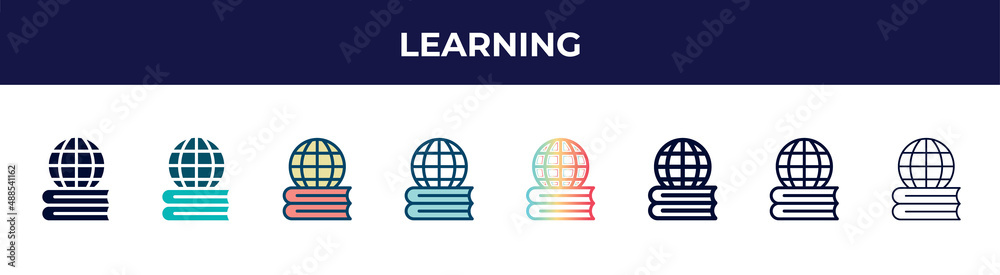 Vecteur Stock learning icon in 8 styles. line, filled, glyph, thin ...