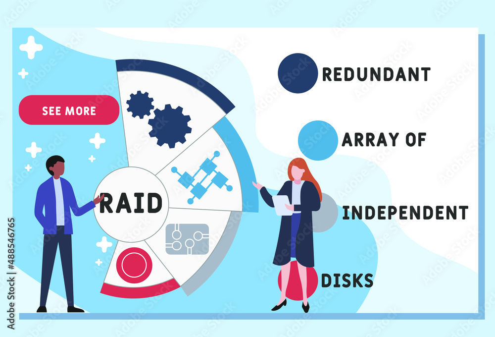 RAID - Redundant Array of Independent Disks acronym. business concept background. vector ...