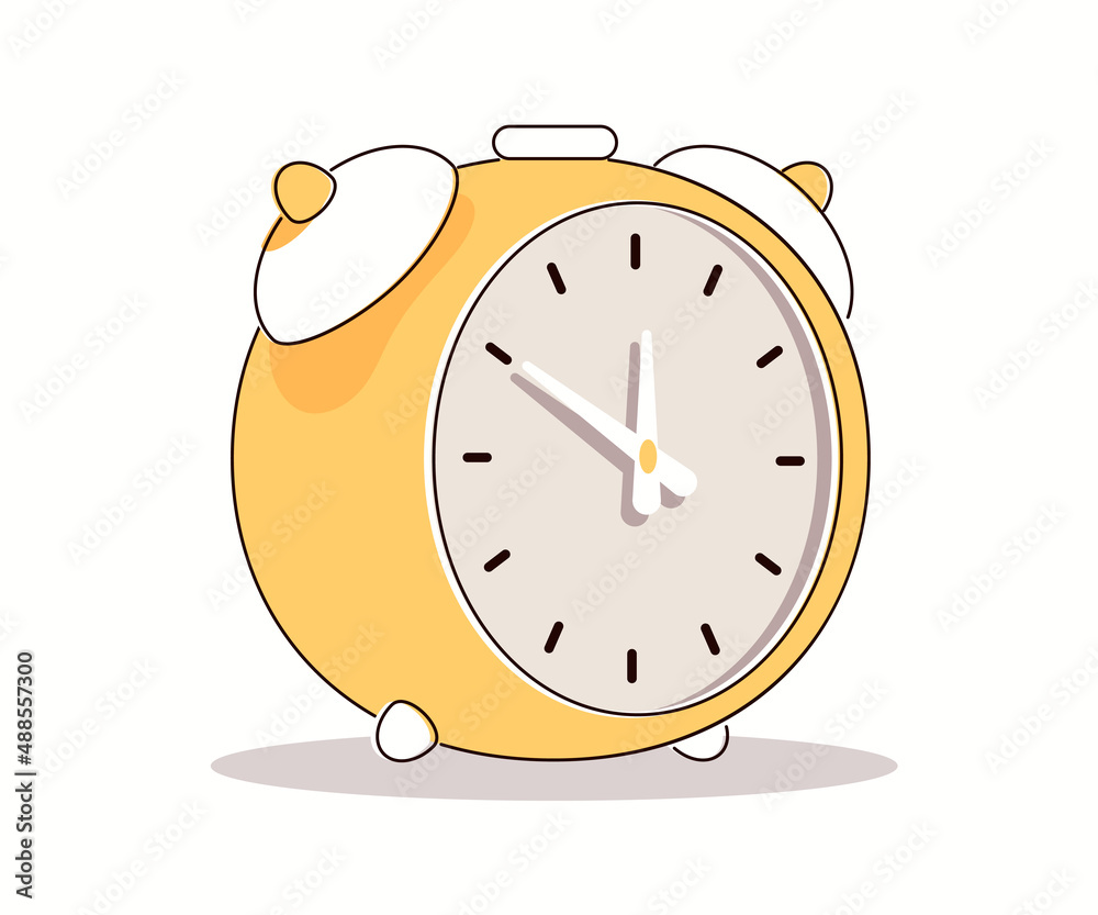 Desktop retro alarm clock with call. Classic timer isolated on white ...