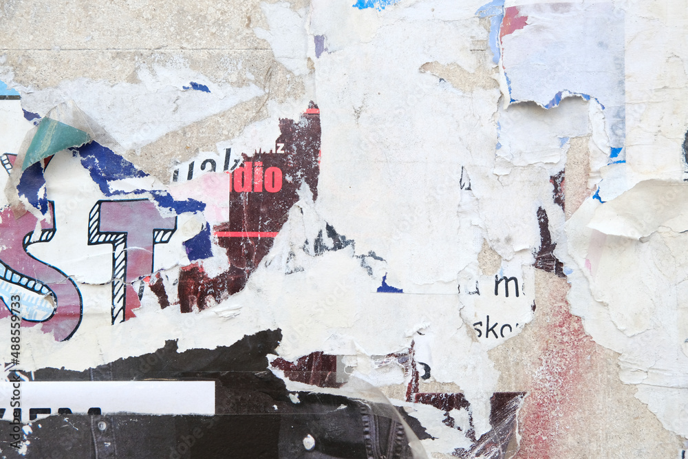 Ripped street poster background. Torn paper, abstract texture. Stock ...