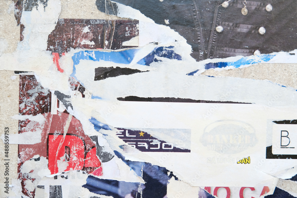 Ripped street poster background. Torn paper, abstract texture. Stock ...
