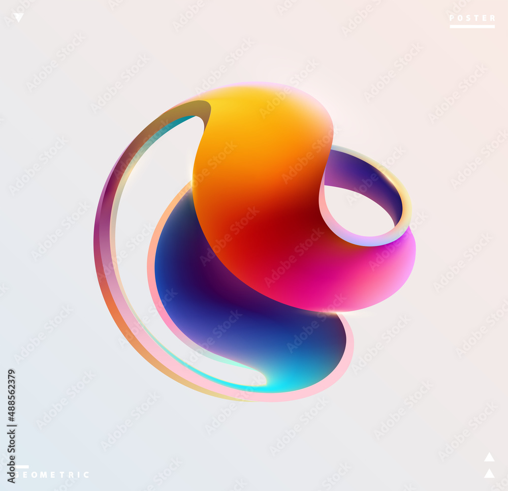 Liquid 3D geometric shapes. Colored ball of spiral line. Stock Vector ...