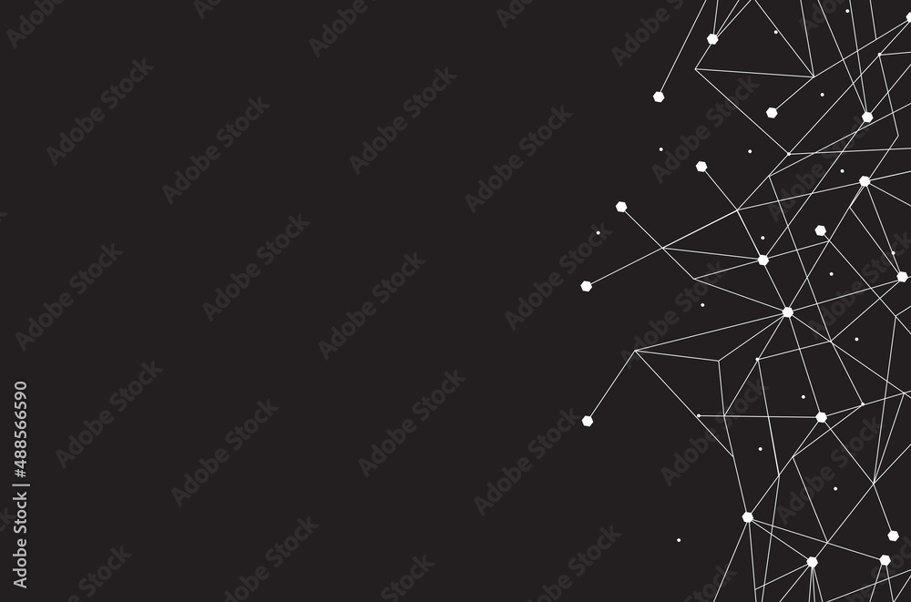 Network abstract connection isolated on black background. Network ...
