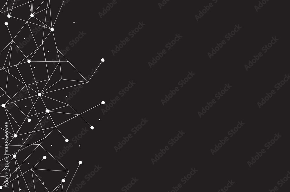 Network abstract connection isolated on black background. Network ...